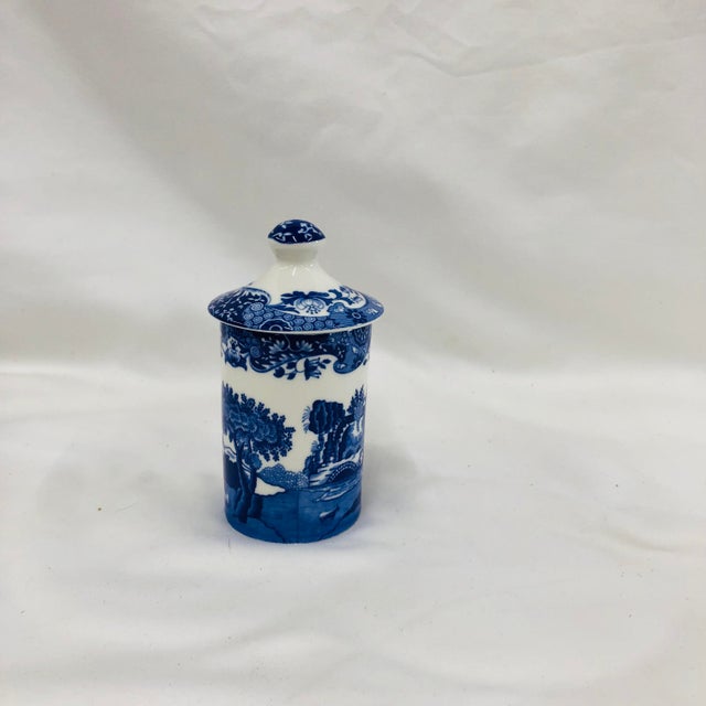 Spode Italian Blue Mixed Herbs Lidded Spice Jar | Chairish