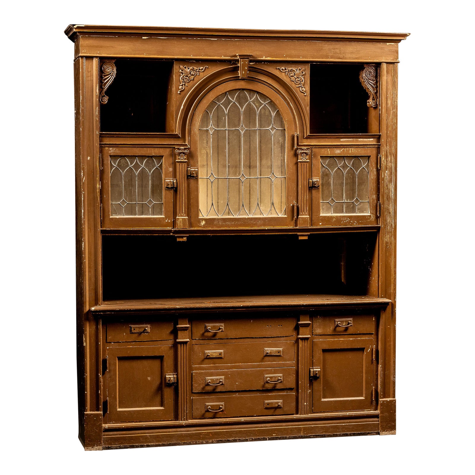 Early 20th Century Early Rustic Painted Hutch | Chairish