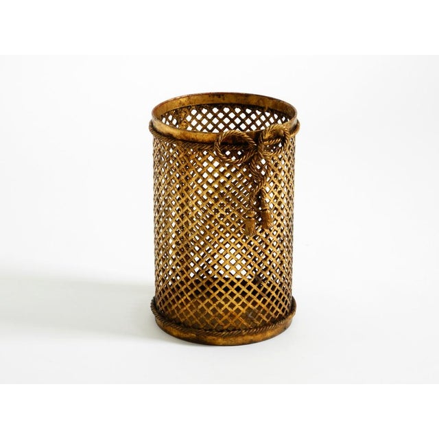 Mid-Century Modern Italian Regency Gilt Metal Waste Paper Bin from Li ...