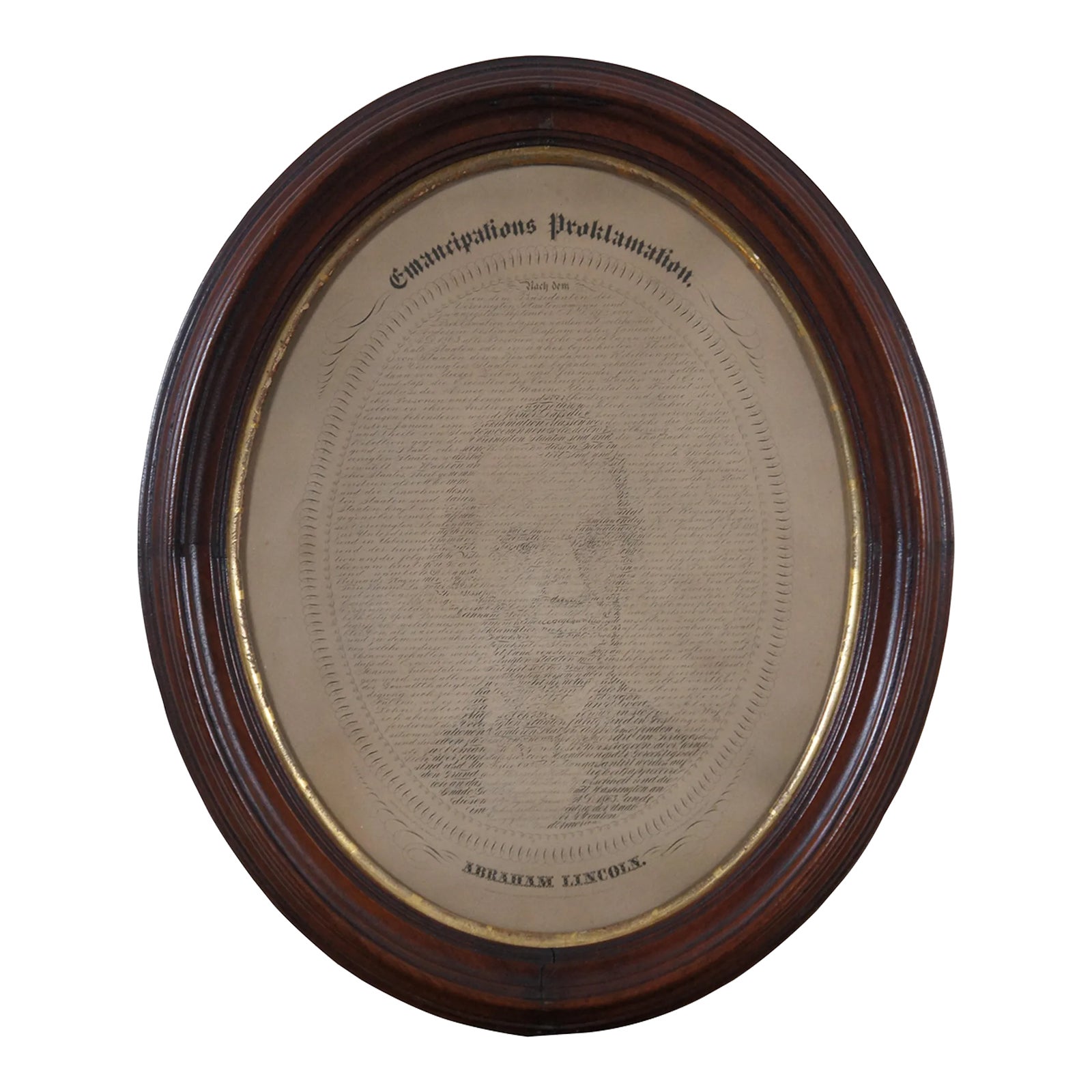 1865 WH Pratt German Calligraphic Emancipation Proclamation Lincoln ...