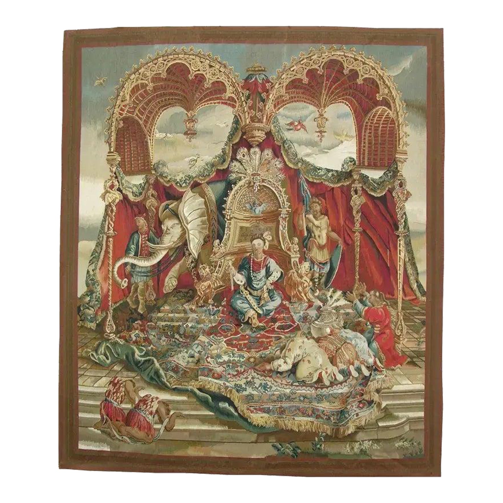 Vintage Woven Throne Scene Tapestry | Chairish