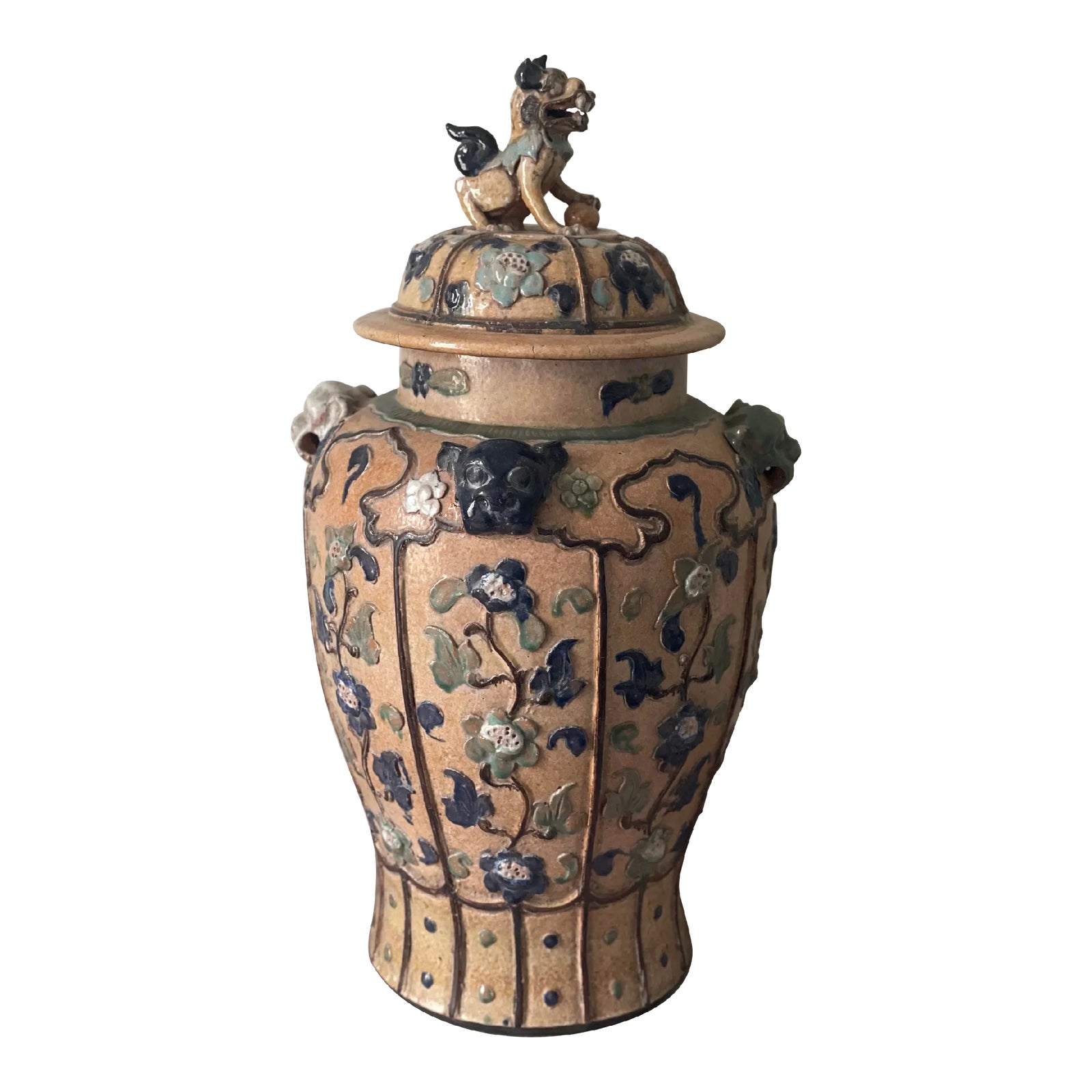 Mid 20th Century Emperor Asian Floor Ginger Jar Lidded With Foo Dogs ...