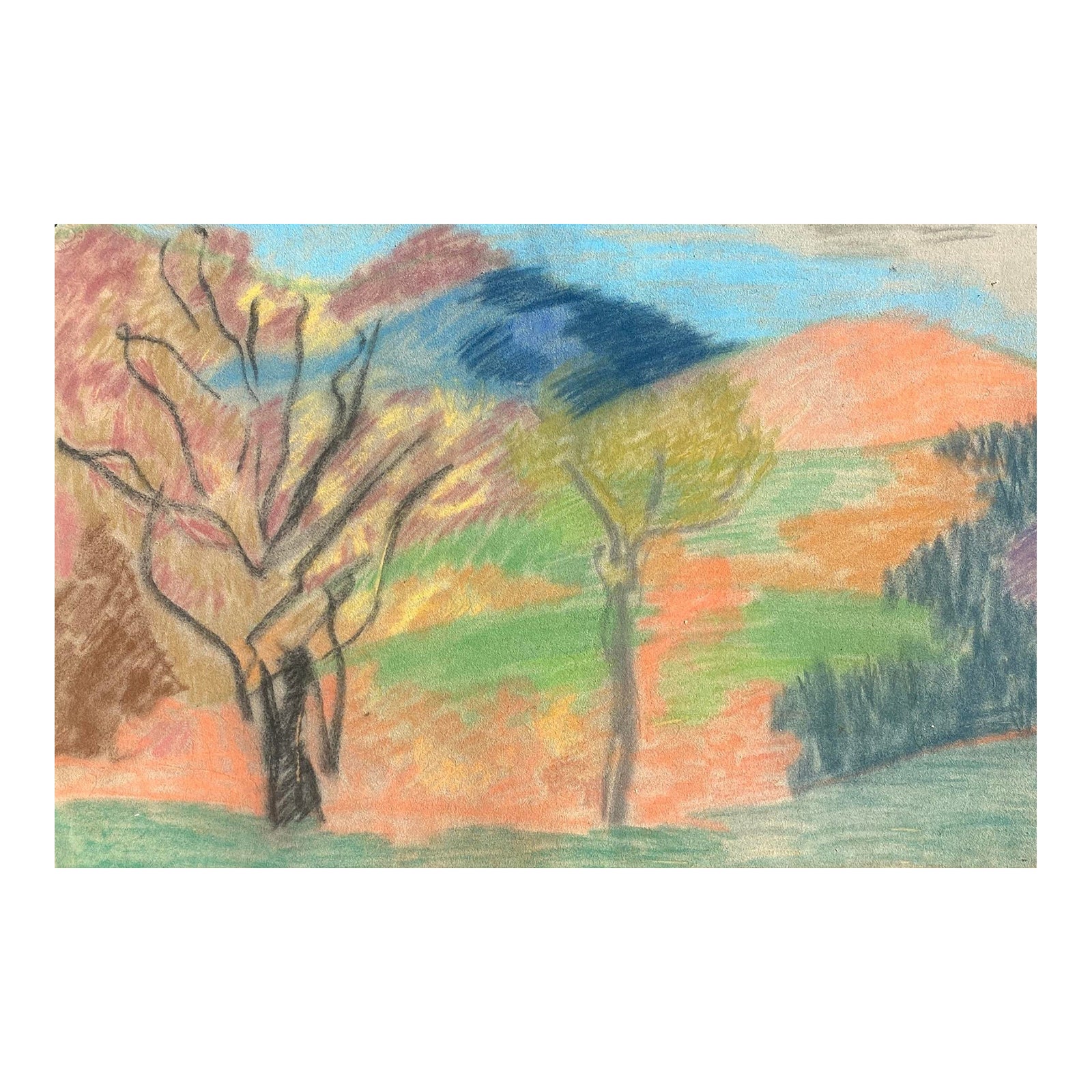 1960s Frank Wallace Autumn Landscape Pastel | Chairish