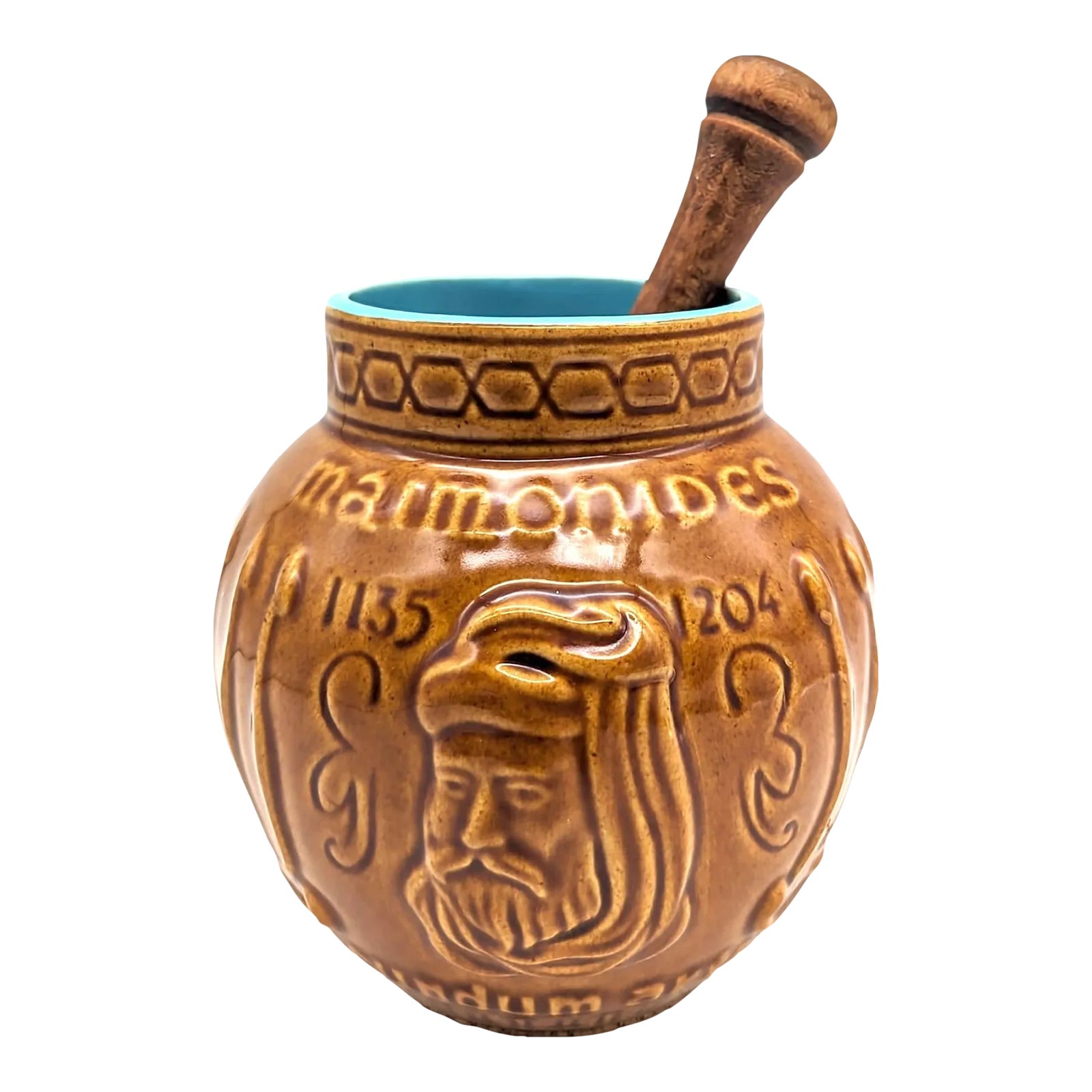 1960s McCoy Pottery Schering "Maimonides" Apothecary Jar With Wood ...