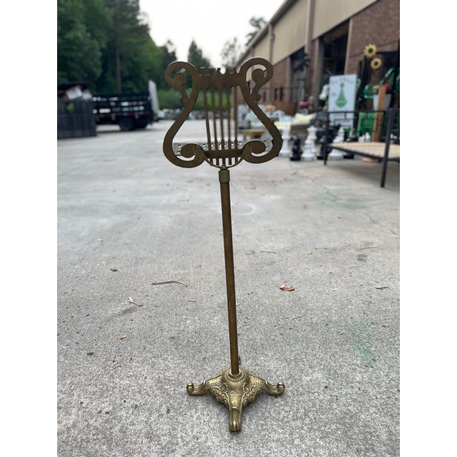 1970s Brass Ornate Lyre Music Stand | Chairish