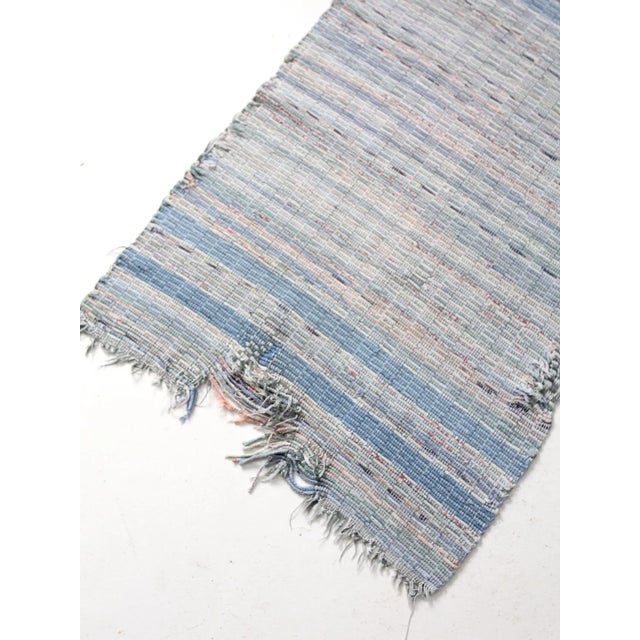 Early 20th Century Vintage Blue Farmhouse Rag Rug | Chairish