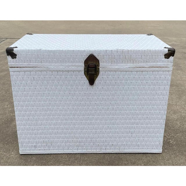 Vintage White Wicker Trunk | Chairish