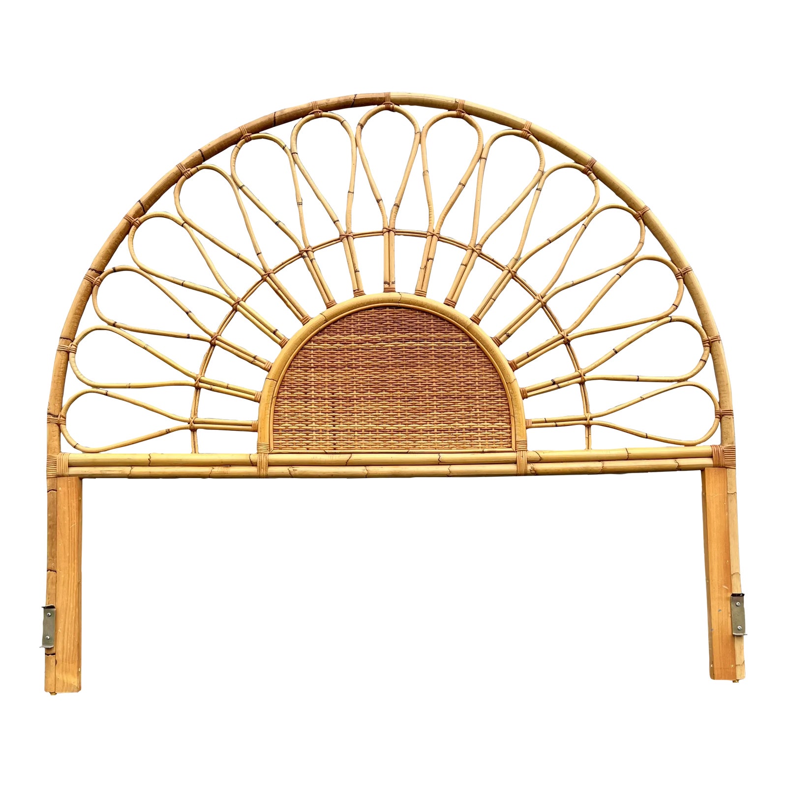 Late 20th Century Boho Chic Arched Rattan King Headboard | Chairish