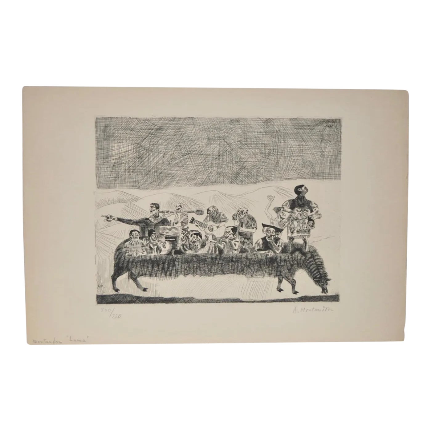 1937 Vintage "The Spooky Lama" Etching by Aime Montandon | Chairish