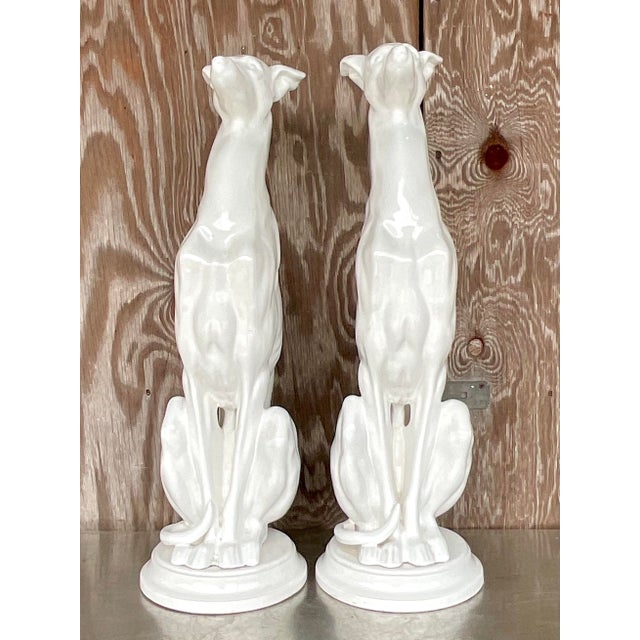 Late 20th Century Vintage Regency Glazed Ceramic Whippets - a Pair ...