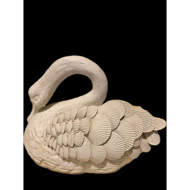 Vintage Clam Shell Swan Statue | Chairish