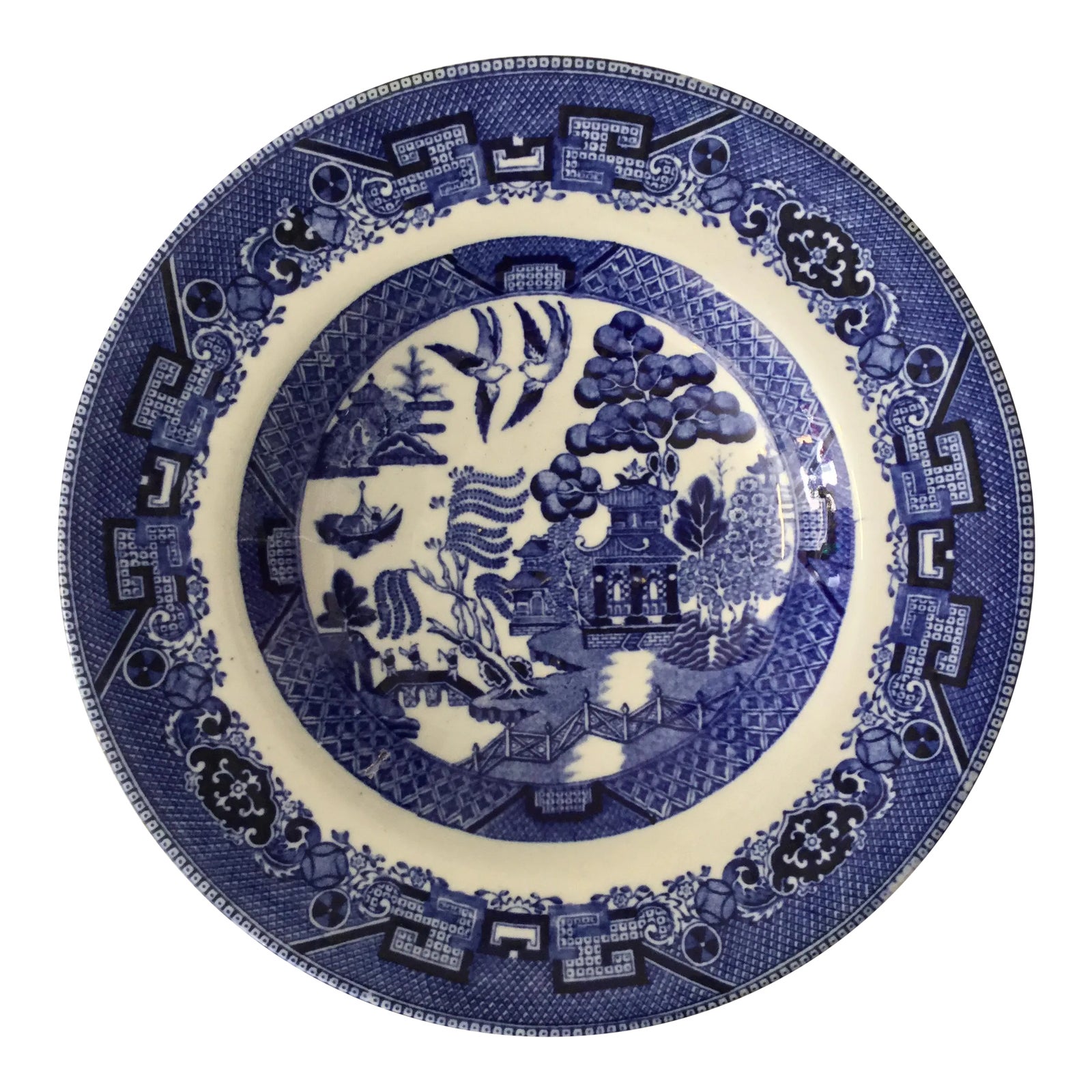 Vintage Buffalo Willow Ware Serving Bowl | Chairish