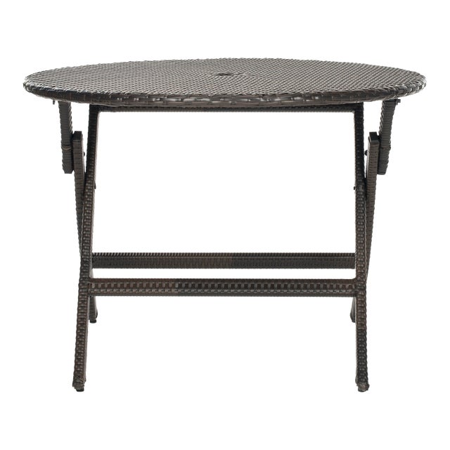 Outdoor Round Folding Table in Brown | Chairish