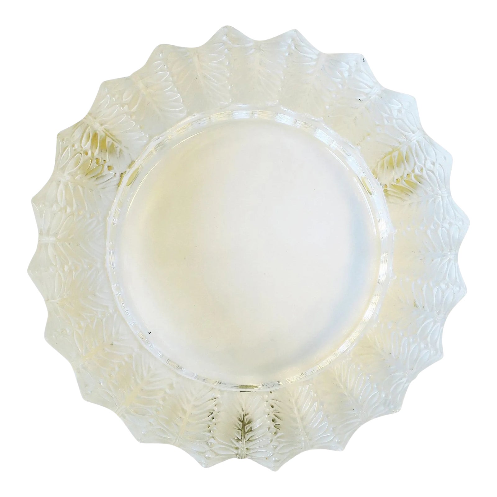 Lalique French Crystal Leaf Design Dish Catchall or Ashtray | Chairish