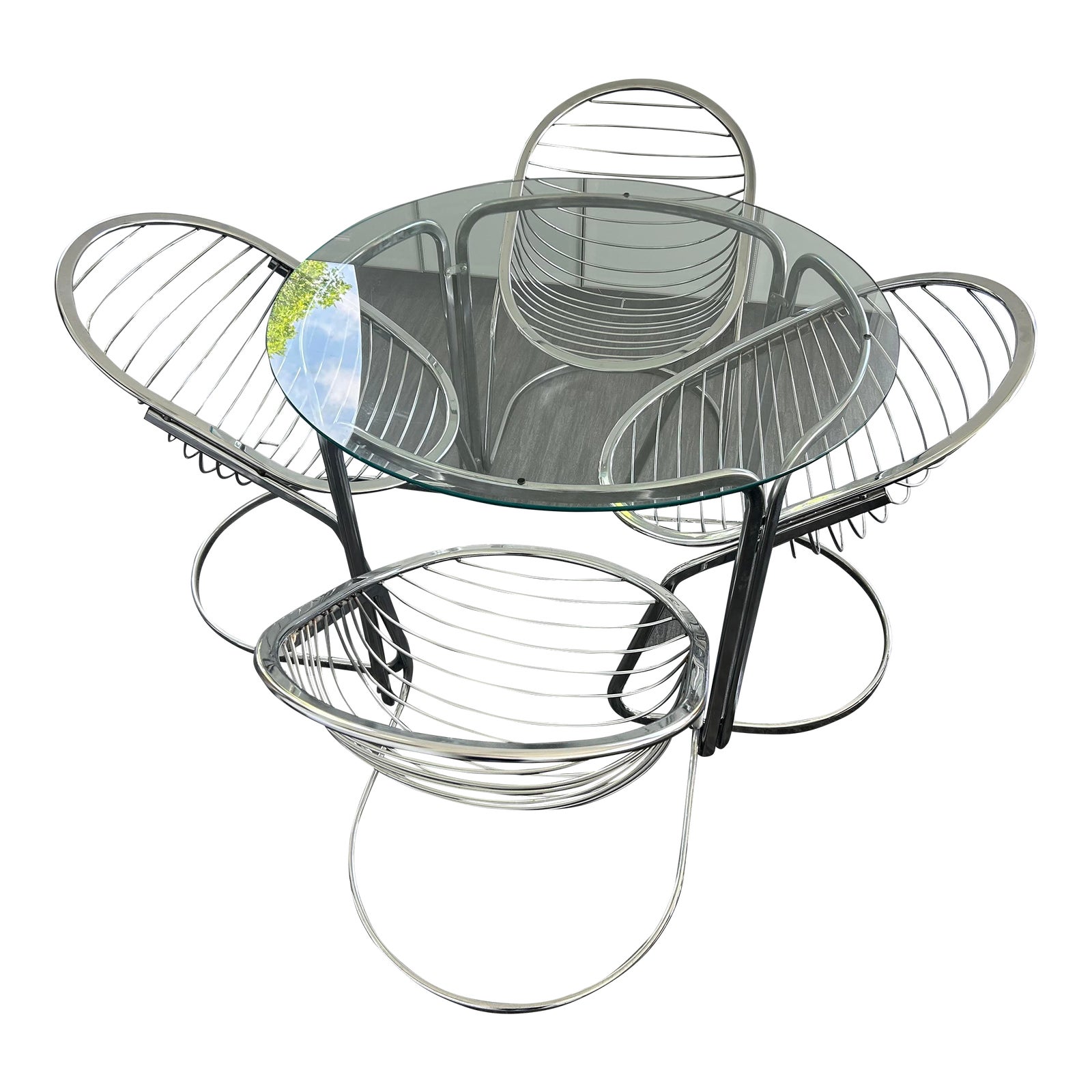 1970s Gaston Rinaldi Italian Glass Table and Chrome Chair Set | Chairish