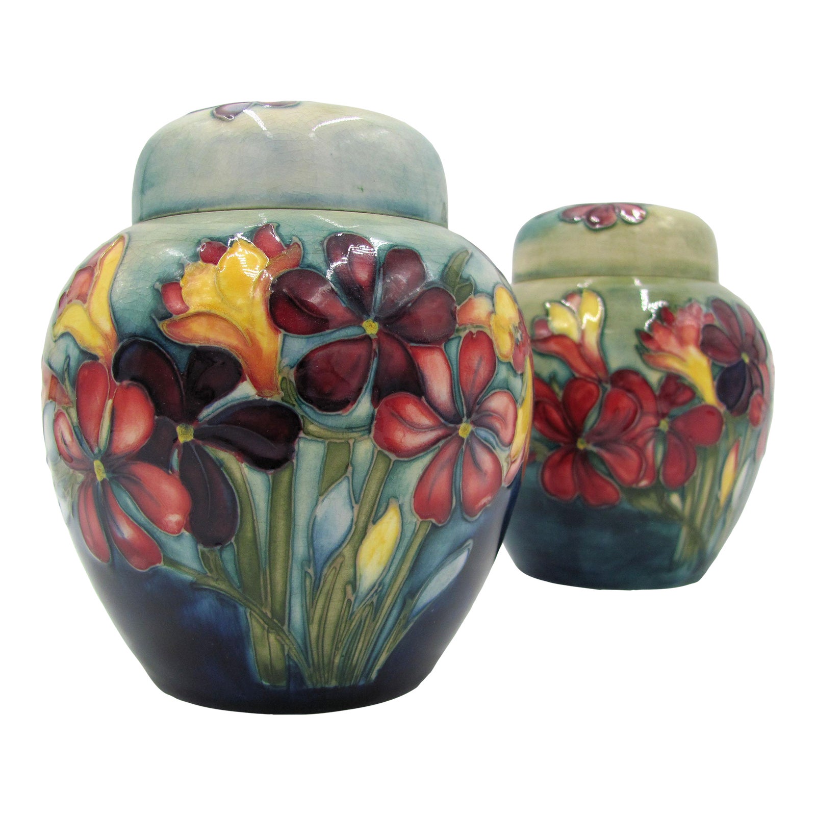 Mid Century England Walter Moorcroft Spring Flowers Ginger Jars - a ...
