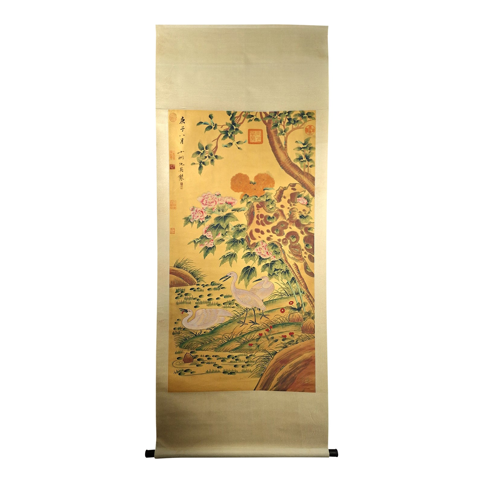 Chinese Huaniao Scroll | Chairish