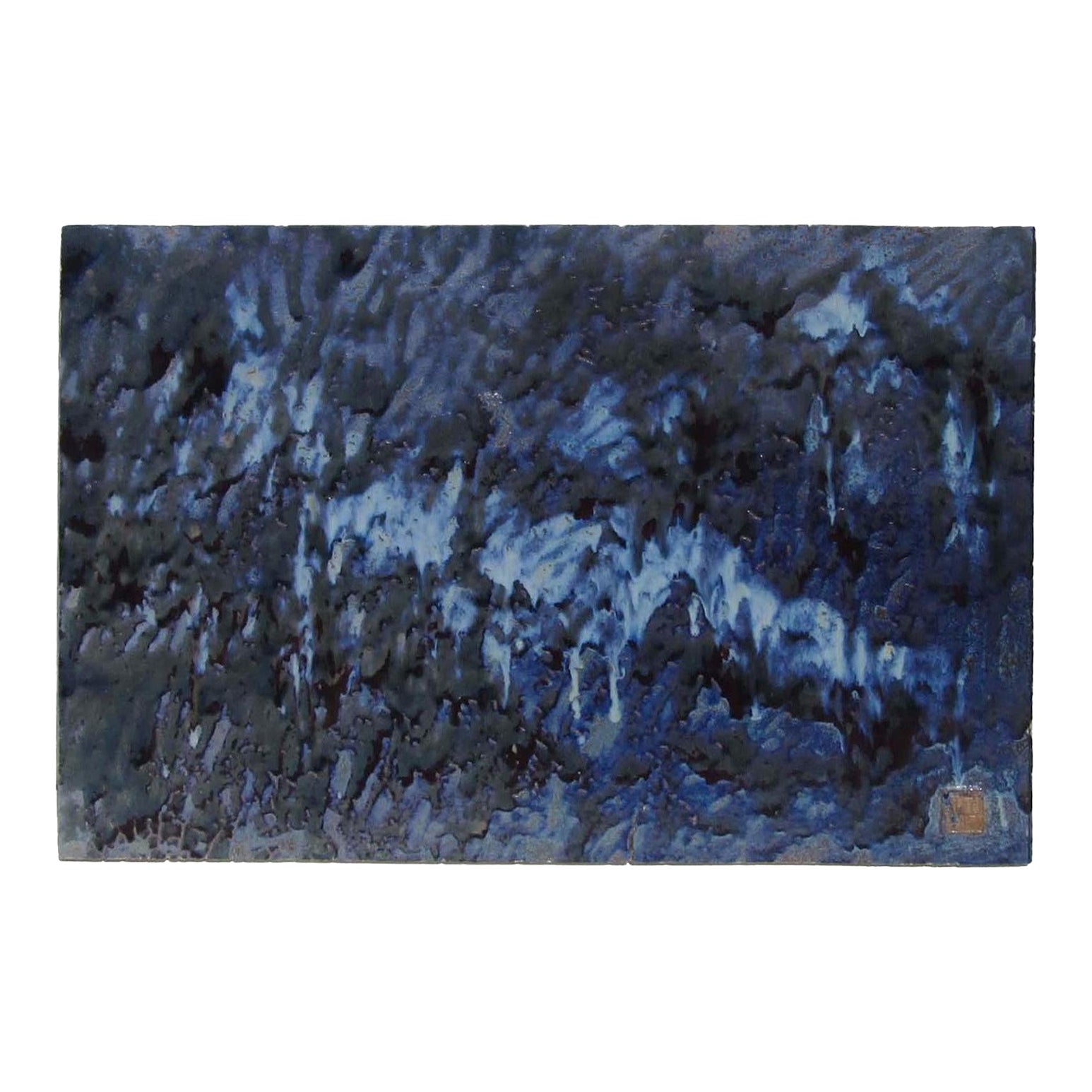 Handmade Chinese Blue Color Ceramic Wall Art Tile | Chairish