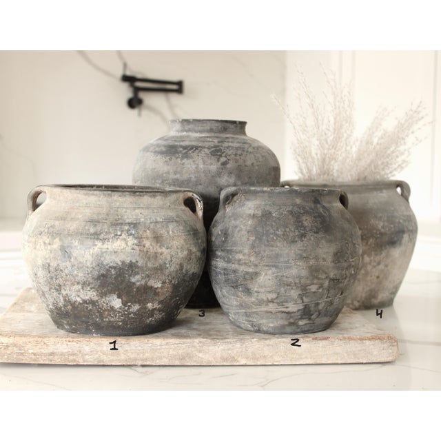 Distressed Rustic Pottery Cache Pot W/Handles | Chairish
