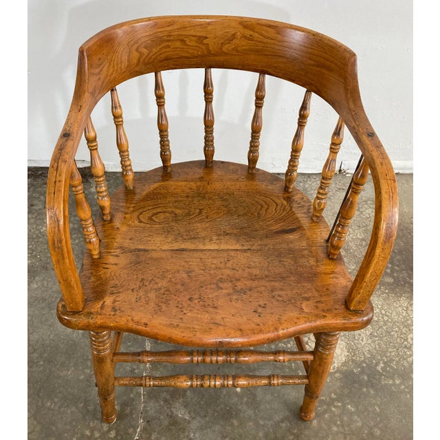 Antique Wood Saloon Style Captain's Chair | Chairish