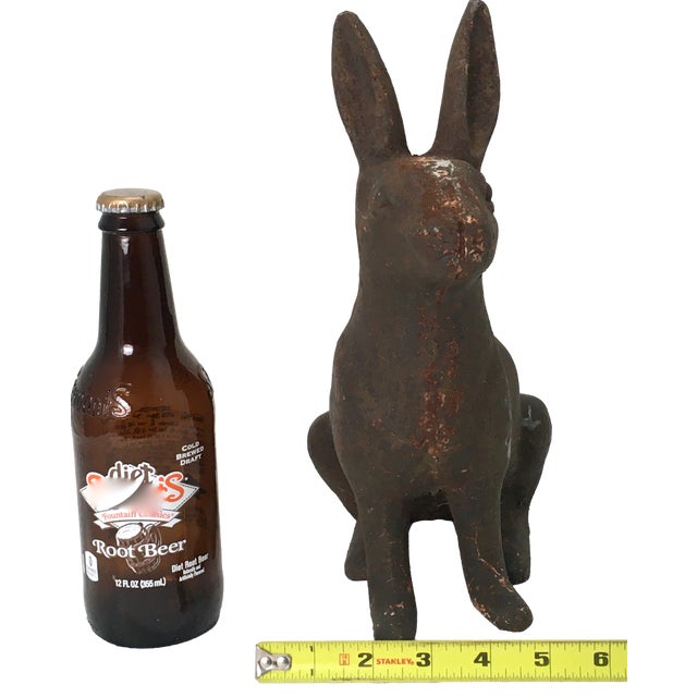 Antique American Naturally Rustic Aged Heavy Cast Iron Figurative Rabbit - Hare Doorstop | Chairish