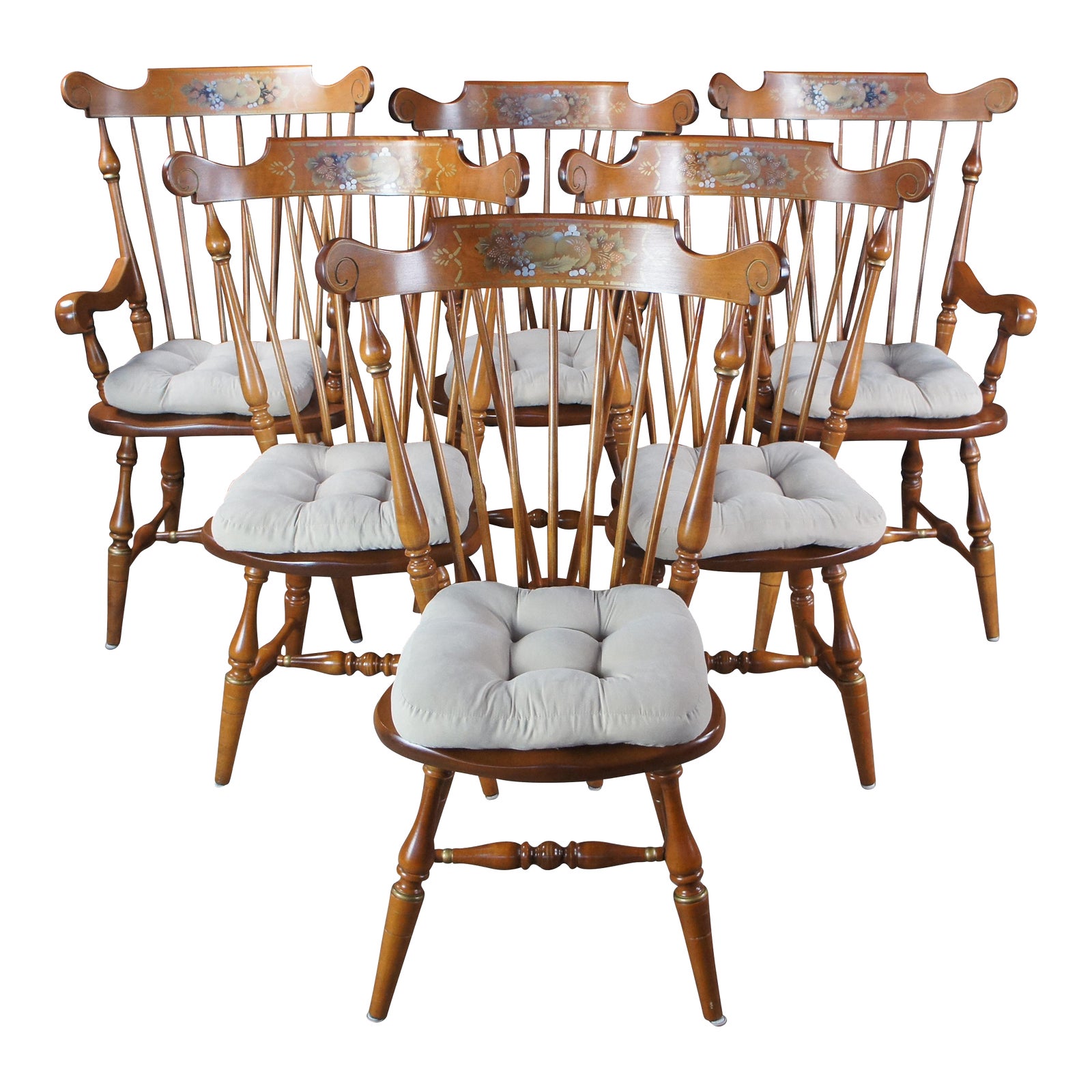 Late 20th Century 6 Ethan Allen Duxbury Maple Colonial Windsor ...