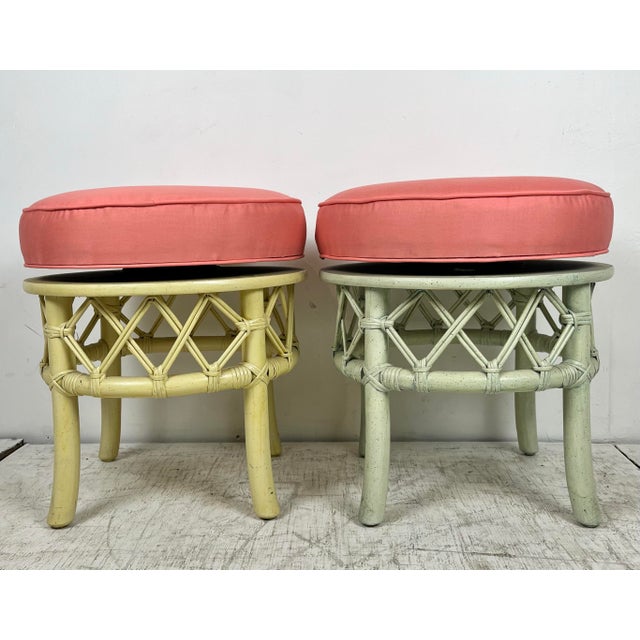 Vintage Ficks Reed Rattan Swivel Stools- a Pair | Chairish
