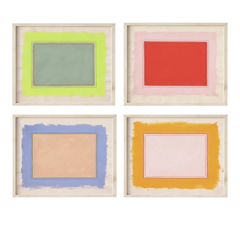 Contemporary Bright Color Field Art Prints, Framed - Set of 4 | Chairish
