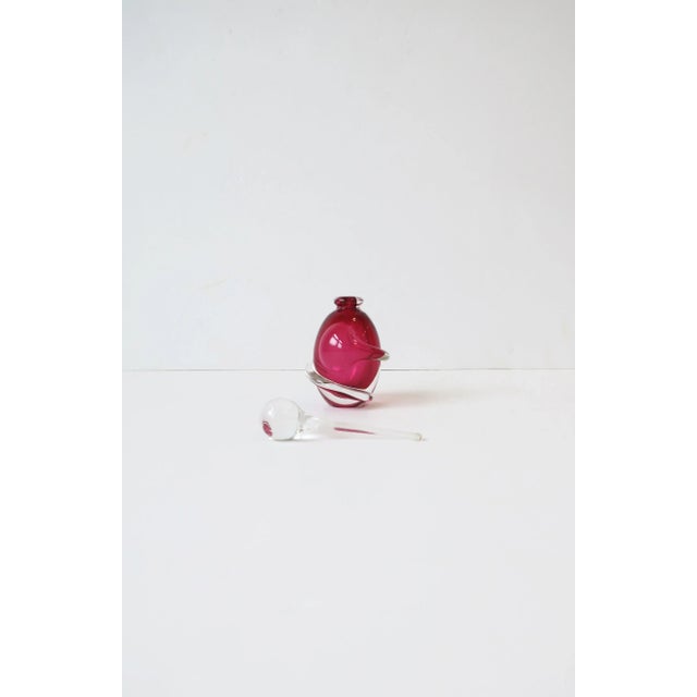 Red Raspberry Art Glass Signed Perfume Vanity Bottle | Chairish