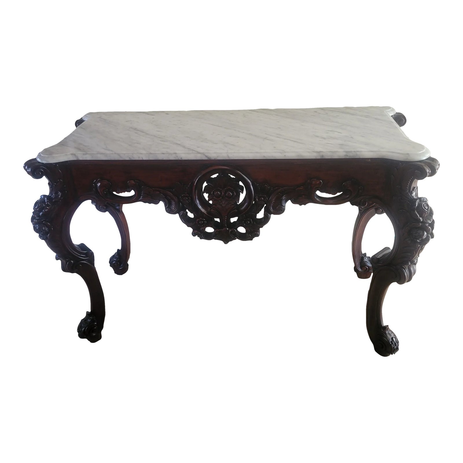 Mid 20th Century Vintage White Marble Entry Table | Chairish