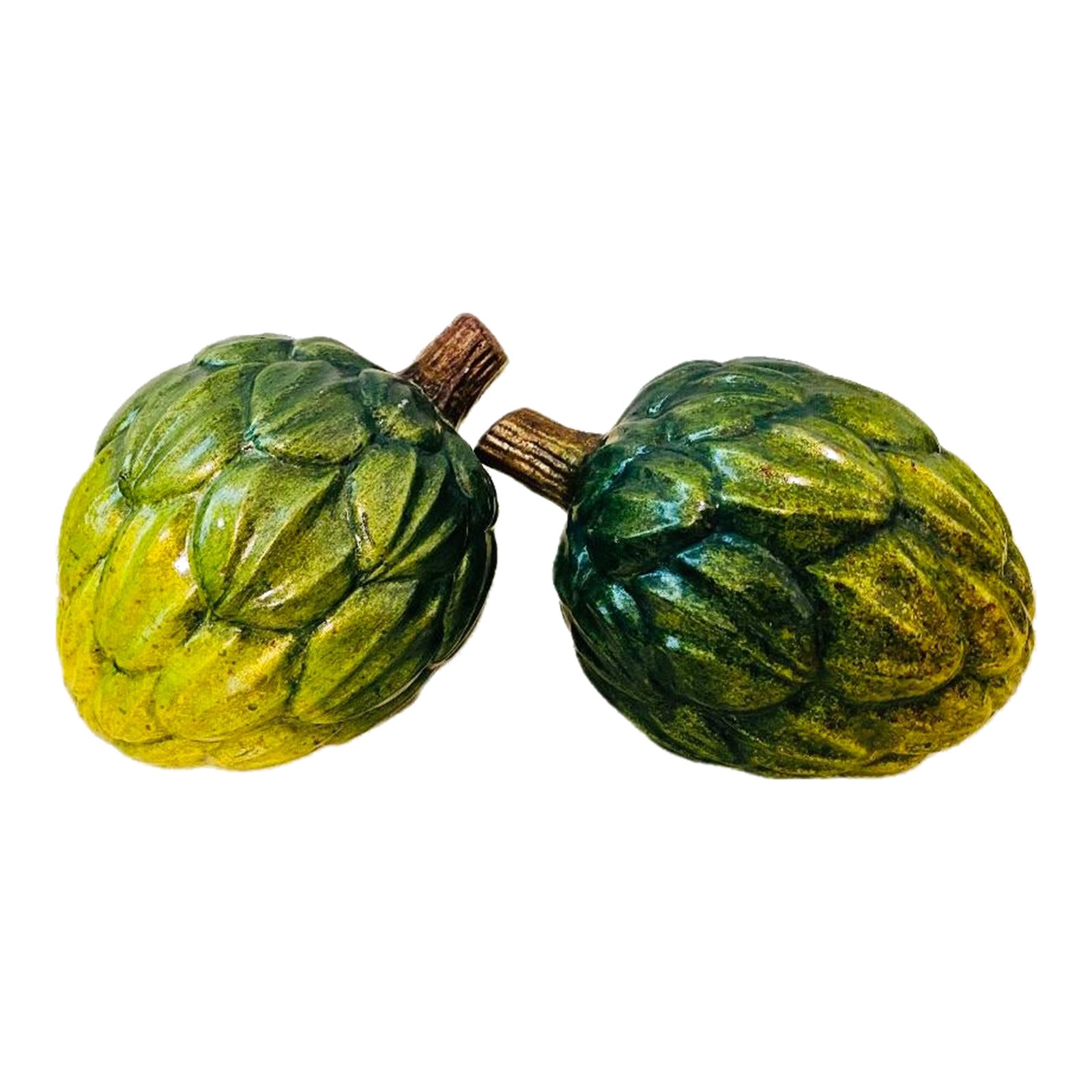 Vintage Green Large Ceramic Artichoke Sculpture Table Decor - Set of ...