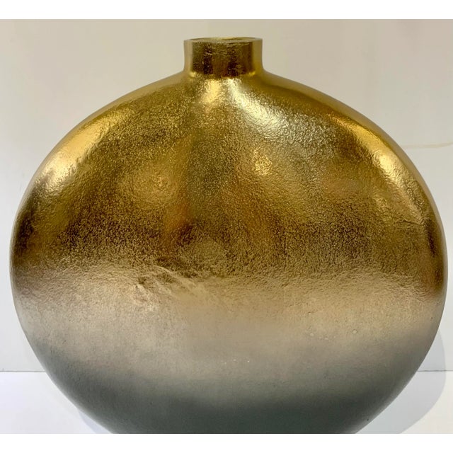 Large Modern Textured Metal Ombré Vase | Chairish