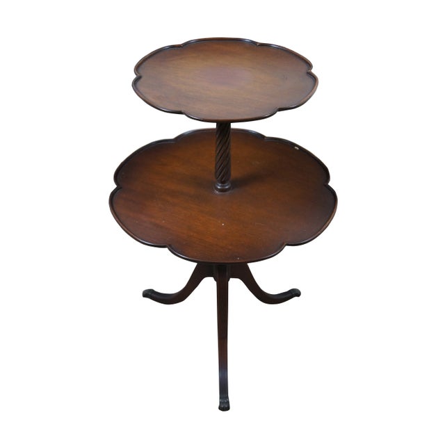 Antique Mahogany 2 Tier Pie Crust Dumbwaiter Butler Pedestal Serving ...