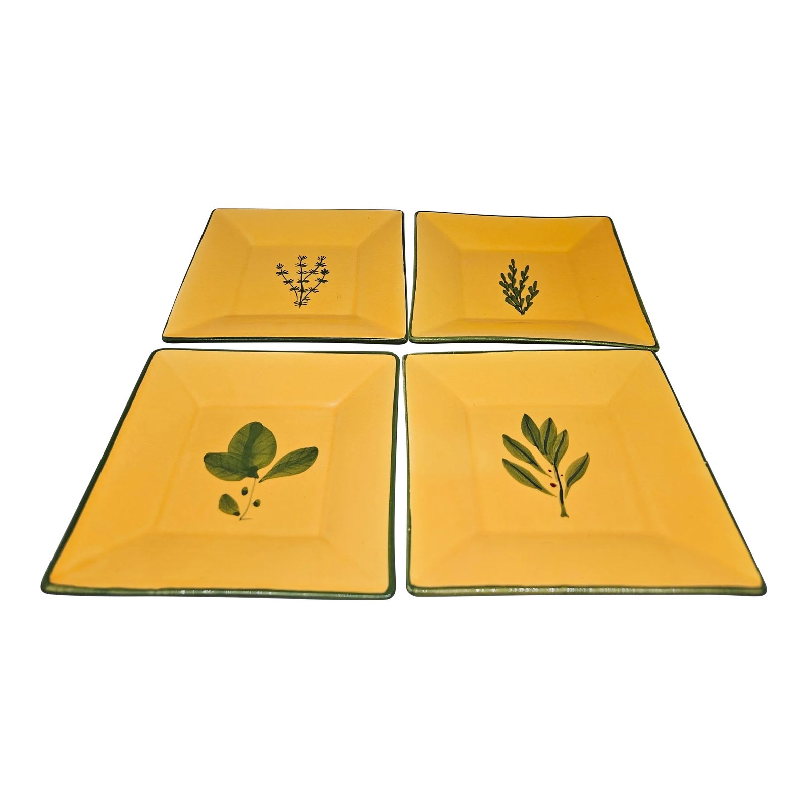Vtg Crate and Barrel Set of Four Yellow Square Provencal Subtil Party ...
