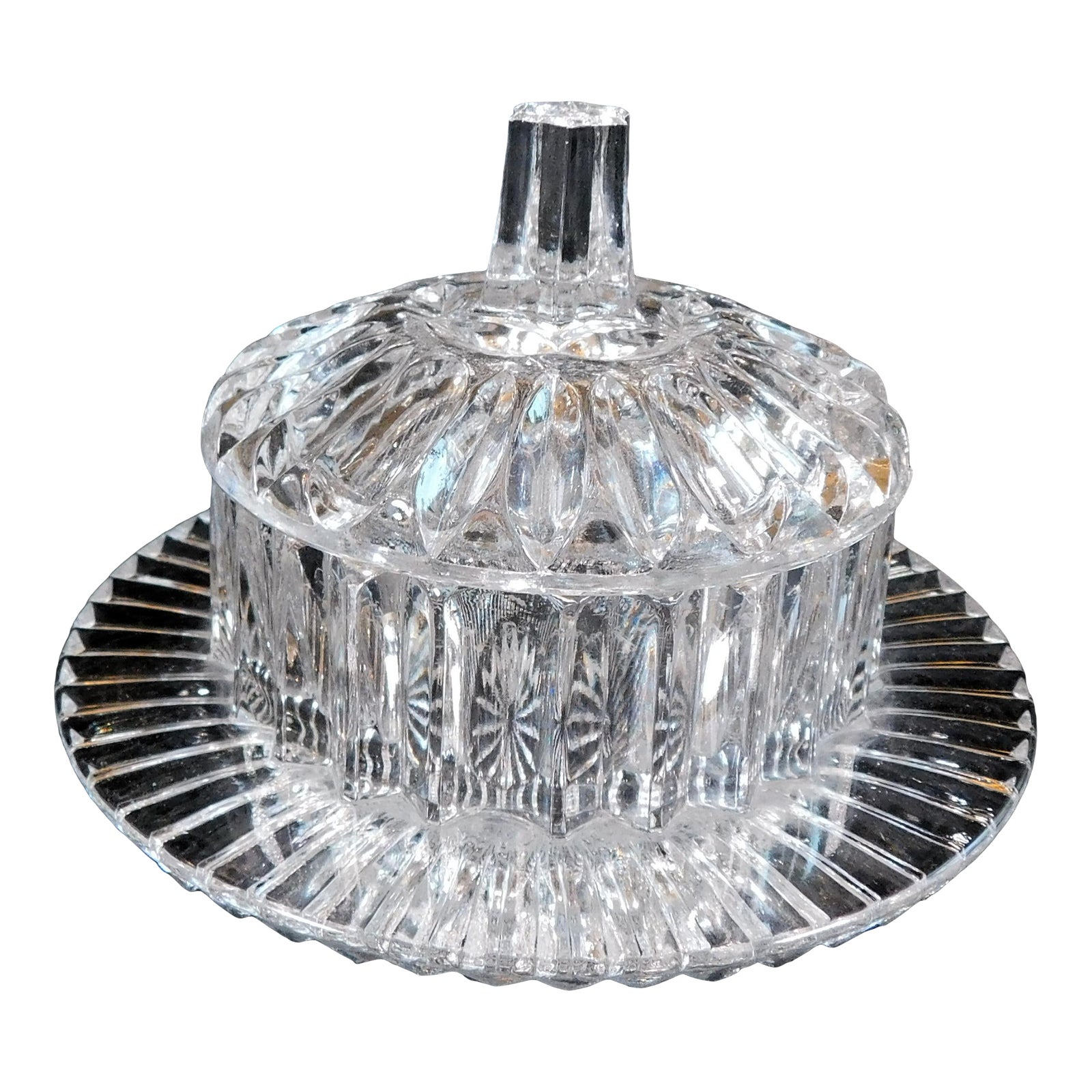1950s Cut Glass Jelly Dish, Honey Pot With Matching Lid | Chairish