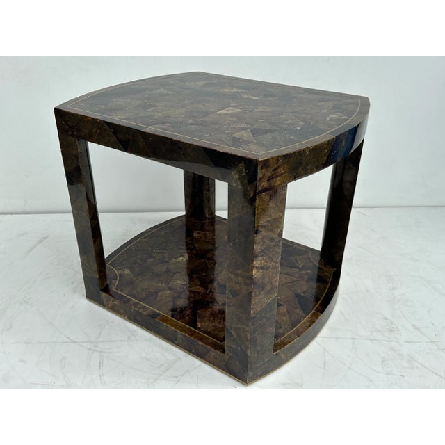 1980s Maitland Smith Tessellated Pen Shell Side Table | Chairish