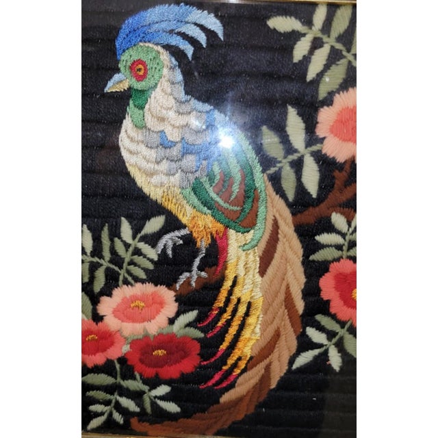 1930s Vintage Needlework Hand Embroidered Colorful Bird Parrot in ...