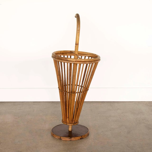 1950's French Rattan Umbrella Stand | Chairish