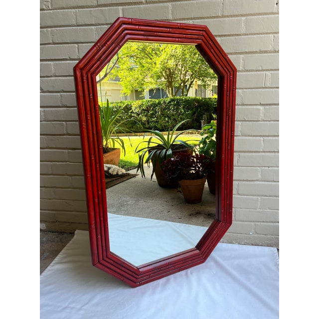 Vintage Tony Duquette Style Newly Painted Red Faux Bamboo Octagonal ...