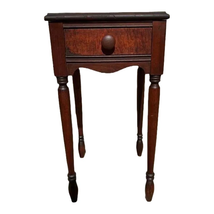19th Century Antique Walnut One Drawer Stand Side Table | Chairish