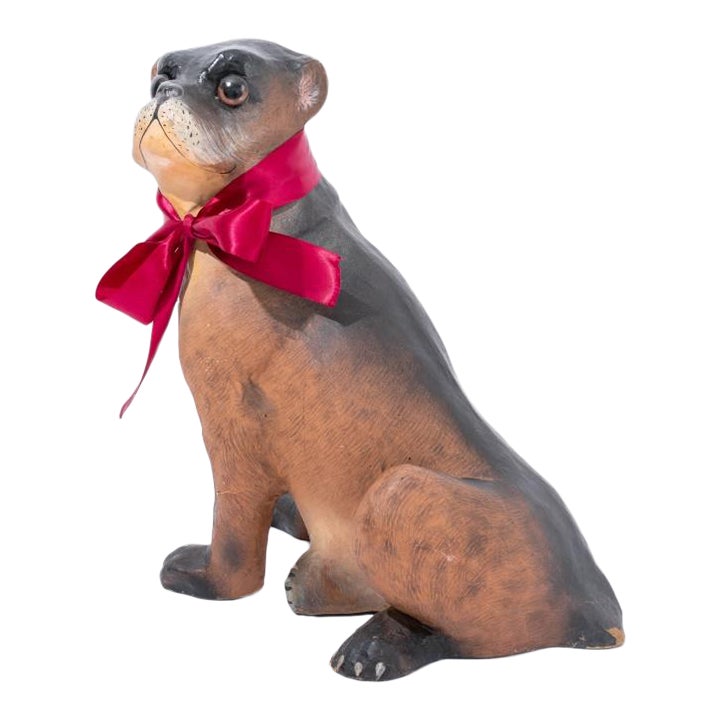 Papier Mache Seated Pug Sculpture | Chairish