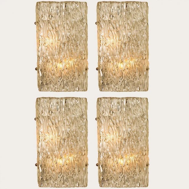 Austrian Rectangular Wall Light In Wave Glass By Jt Kalmar 1960s Chairish