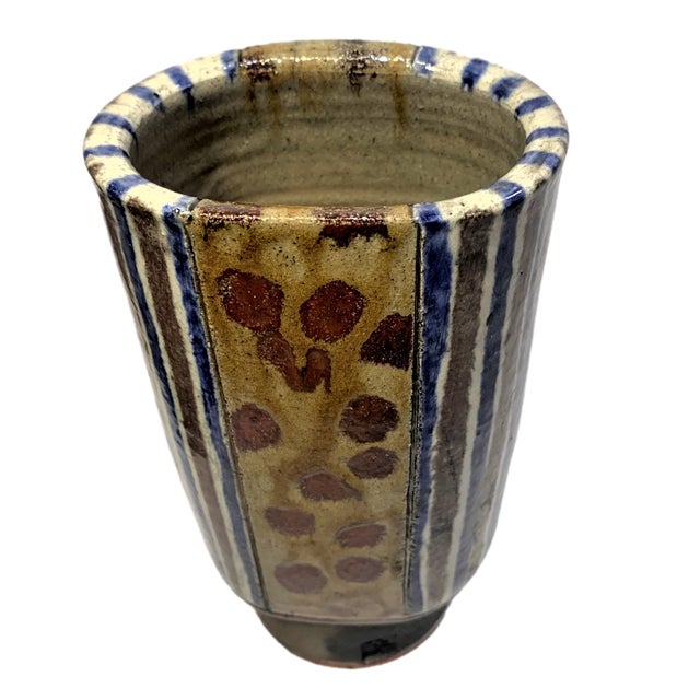 Studio Pottery Vase With Ovid Form in Modernist Tones Signed | Chairish