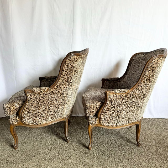 Vintage French Provincial Leopard Fabric Lounge Chairs - A Pair | Chairish