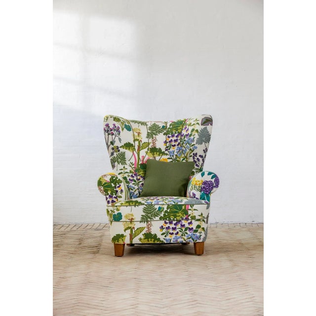 Large Chair with Gocken Jobs Print | Chairish