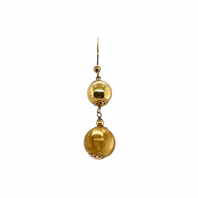 Vintage 14k Gold Articulated Double Ball Drop Pierced Earrings - 2 ...