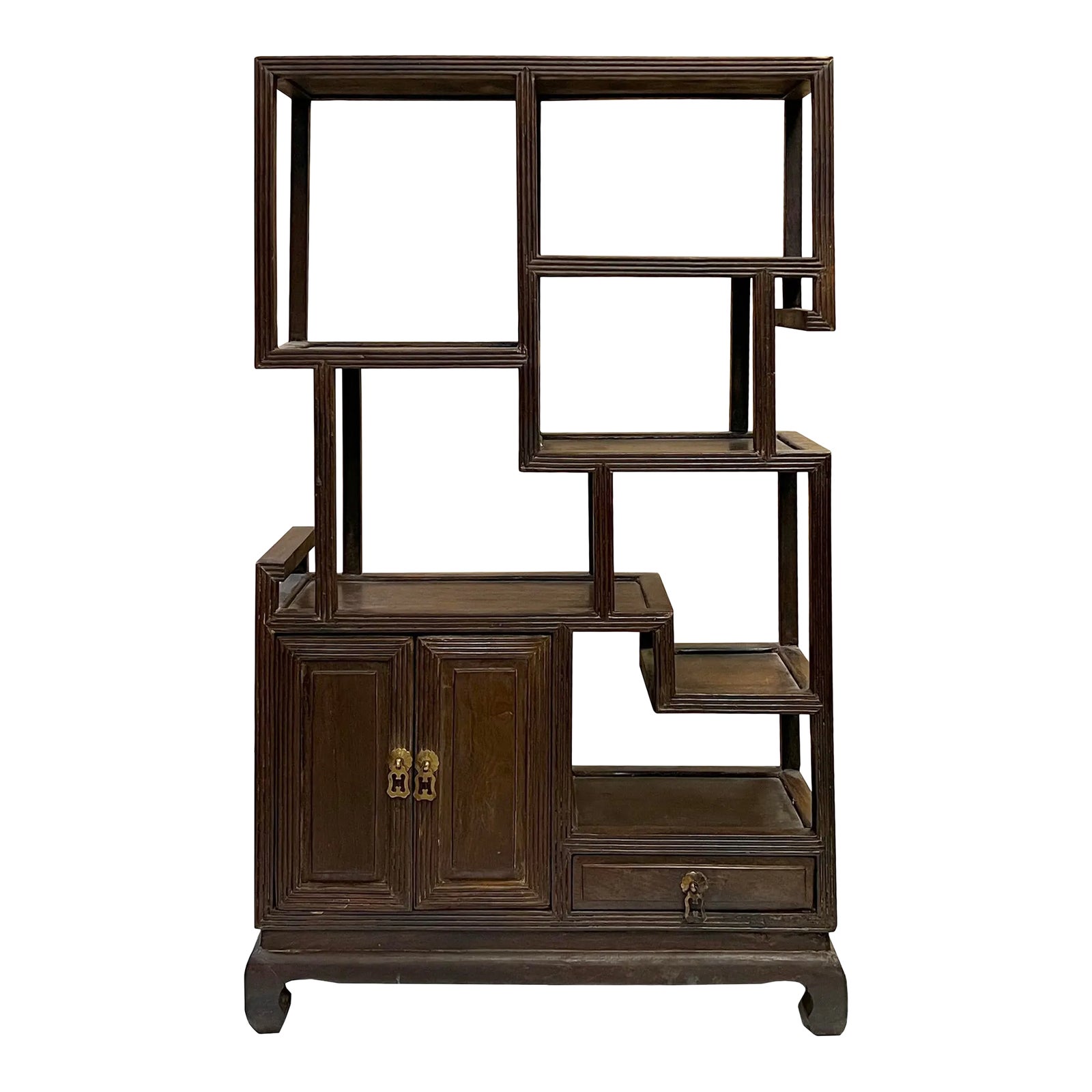 Chinese Vintage Solid Wood Curio Desktop Display Chest Stand | Chairish