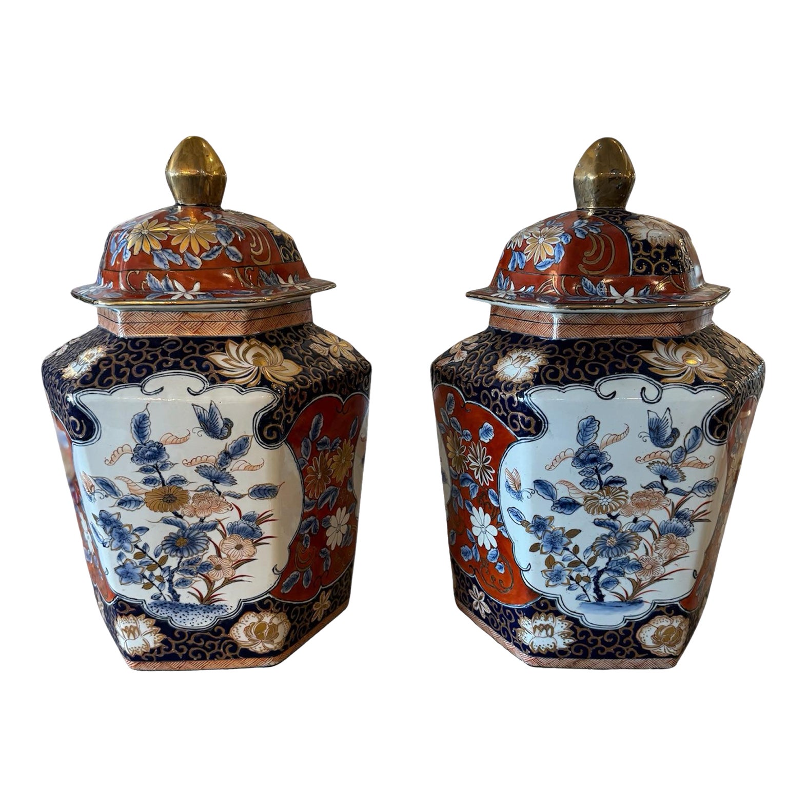 Pair of Vintage Asian Ginger Jars | Chairish