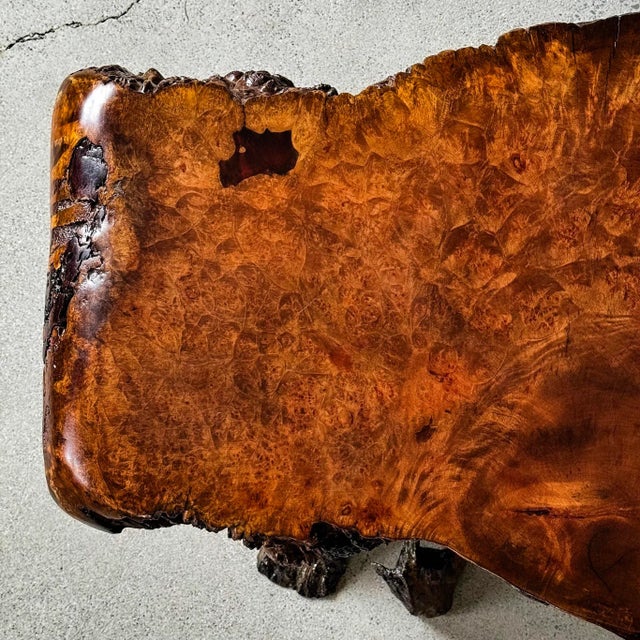 Mid-Century Burl Wood Live Edge Table | Chairish