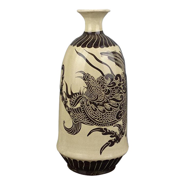 Vintage Chinese Porcelain Song Cizhou Kiln Porcelain Meiping Hand ...